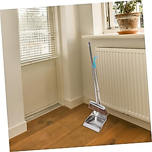 TOKIDNY 1 Set Stainless Steel Trash Shovel Trash Cleaning Wide Angle Broom Kitchen Dustpan Garbage Shovel Litter Shovel Stand up Modern Broom and Dustpan Sweeping Brush Floor Broom Silver