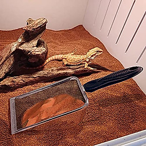 Falltail Stainless Steel Reptile Sand Substrate Scoop Shovel Sifter Fine Mesh Metal Reptile Litter Cleaner Scooper for Sand Bedding