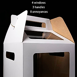 Paremmin 4Pcs 8x8x10inch Tall Cake Boxes with 4 Windows 4Pcs 8inch Cake Boards Disposable Tiered Cake Containers Large Layer Cake Carriers for Party Wedding… (8x8x10 inch (Upgraded))