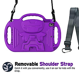 AVAWO Kids Case for iPad 10.2 9th & 8th & 7th Generation, iPad 10.2 2021/2020/2019 Case - with Shoulder Strap - Light Weight Shock Proof Handle Stand Kids Friendly Case for All iPad 10.2 inch, Purple