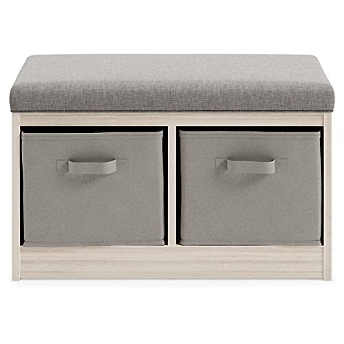 Signature Design by Ashley Blariden Upholstered Storage Bench with Removable Baskets, Gray