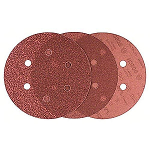 Bosch 2608607247 Sanding Discs, Wood Velcro, 6 Hole, 150mm Ø, 60/80/240 Grit, Red