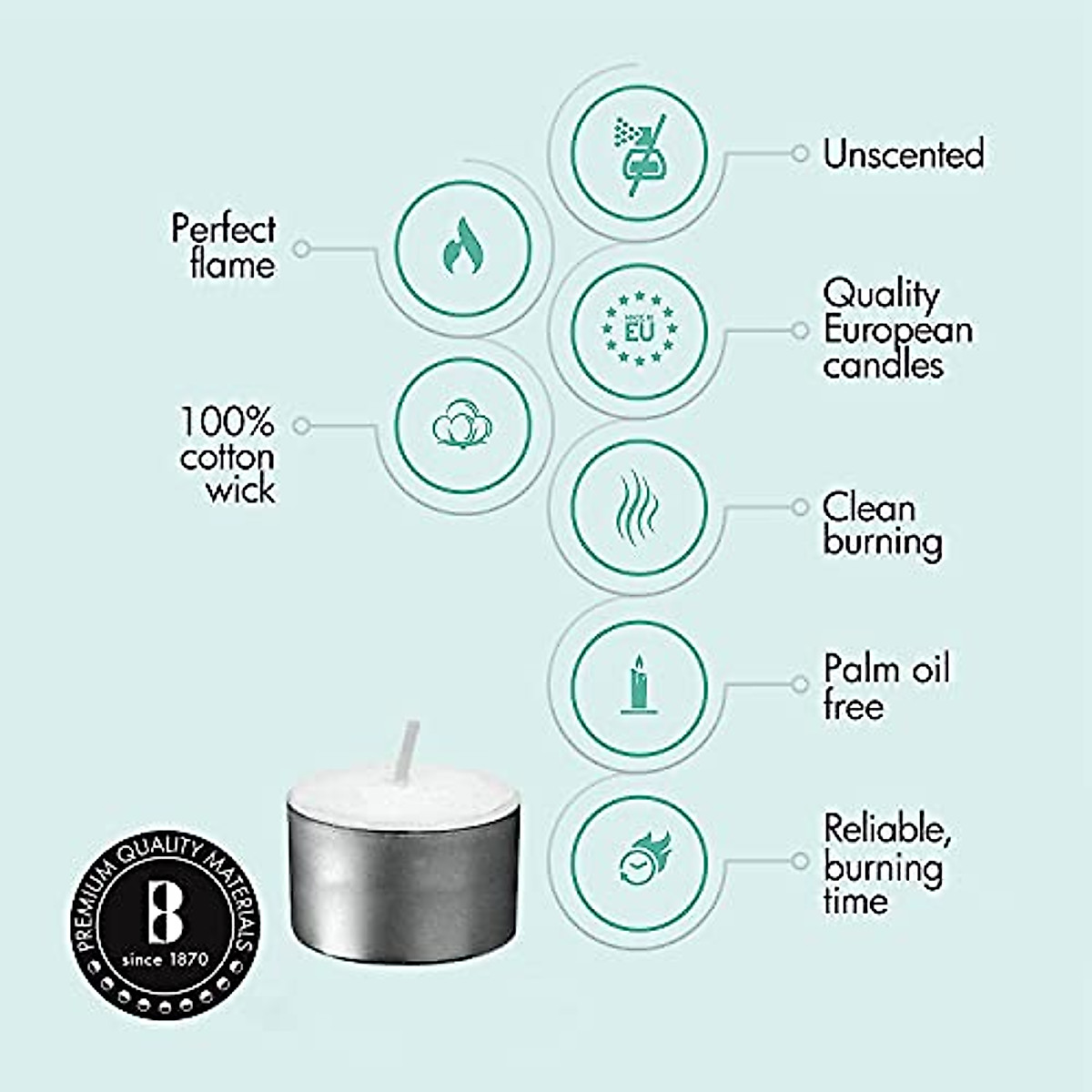 BOLSIUS Tea Lights Candles - Pack of 90 White Unscented Candle Lights with 8 Hour Burning Time - Tea Candles for Wedding, Home, Parties, and Special Occasions