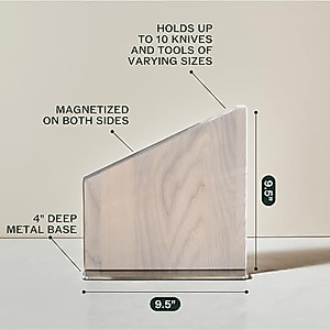 Material, Knife Stand, Magnetic Display for Safe Storage, White Ash