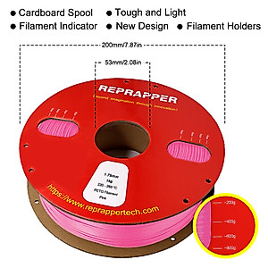 RepRapper Pink PLA 3D Printer Filament 1.75mm (± 0.03mm) 2.2lb (1kg) Cardboard Spool, Fit Most FDM Printer