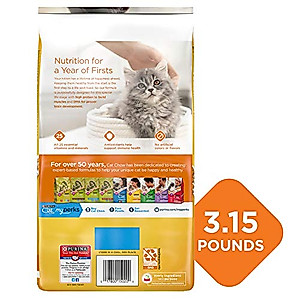 Purina Kitten Chow Dry Kitten Food, Nurture Muscle + Brain Development - (4) 3.15 lb. Bags