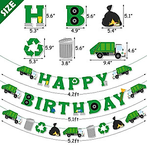 Bessmoso Garbage Truck Birthday Banner Trash Truck Party Supplies Waste Management Recycling Decorations Set of 3