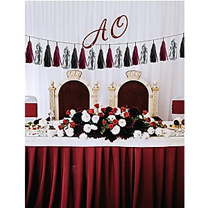 15PCS Burgundy Black Silver Grad Party Decoration Maroon Graduation Tissue Paper Tassel Garland Banner Party Streamer Backdrop Birthday Wedding Bridal Shower Decor