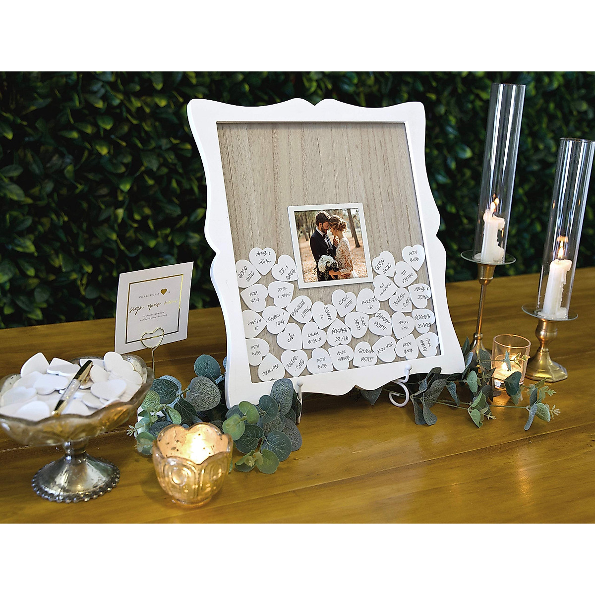 Wedding Guest Book Alternatives | Drop Top Frame 85 hearts | Large photo insert | Unique guestbook alternatives baby shower | guest book alternatives birthday party | retirement | funeral guest book