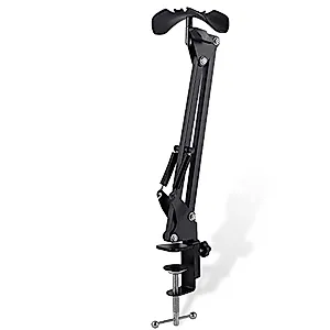 CLOOLC Headphone Stand for Desk - Adjustable Headphone Holder Desk - Space-Saving Headset Holder for Desk - Desk Headphone Hanger with 14in - Black