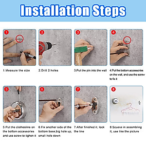 Little World Retractable Clothesline - 304 Stainless Steel Retractable Clothesline Indoor with Adjustable Nylon Rope, Wall Mounted Retractable Laundry Line, Laundry Accessories