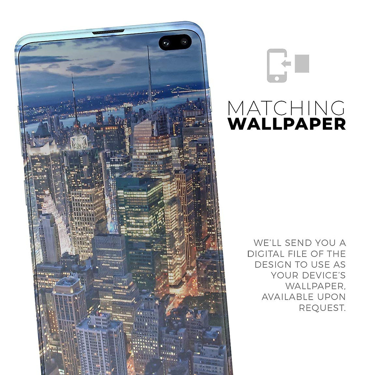 DesignSkinz Night Aerial NYC Protective Vinyl Decal Wrap Skin Cover Compatible with The Samsung Galaxy S20 (Screen Trim & Back Glass Skin)