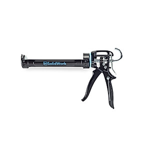 SolidWork Professional Drip-Free Caulk Gun with Ergonomic Steel Handle, up to 1/10 Gallon Cartridge, Adjustable 24:1 Thrust Ratio 1/10 Gallon Cartridge | Black Caulking Gun