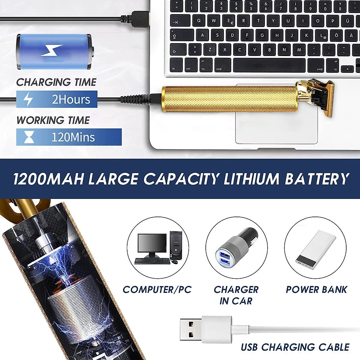 LEESION Hair Clippers for Men,Professional Hair Trimmer Cordless Hair Clipper Zero Gapped T-Blade Beard Trimmer, Hair Trimmer for Men Rechargeable Grooming Kit with Guide Combs Gifts for Men