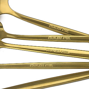 JANKNG 24-Piece Flatware Set, 18/0 Stainless Steel Knife Fork Spoon Teaspoon Silverware Set, Service for 6, MIrror Gold