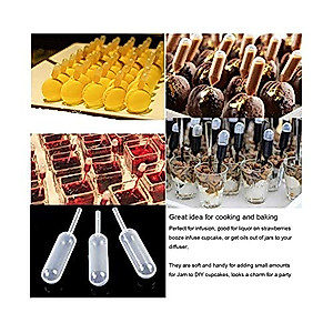 300 Pieces 4ml Cupcake Pipettes, Food Grade Plastic Disposable Pipettes Mini Liquid Injector (300-A)