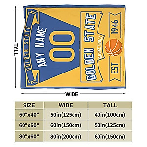 Custom Throw Blankets for Bed Personalized Basketball City Fans Gift Winter Summer Fleece Blanket Name and Number, 30"x40", 50"x60"