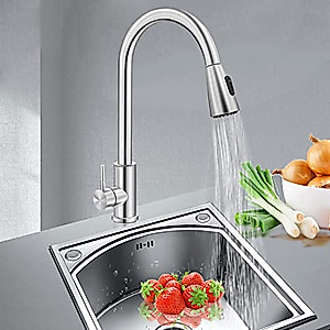 Kitchen Faucets with Pull Down Sprayer and Magnetic Docking Spray Head, Adjustable Faucet Made of 304 Stainless Steel, for Home Outdoor Farmhouse Laundry Commercial Sink’