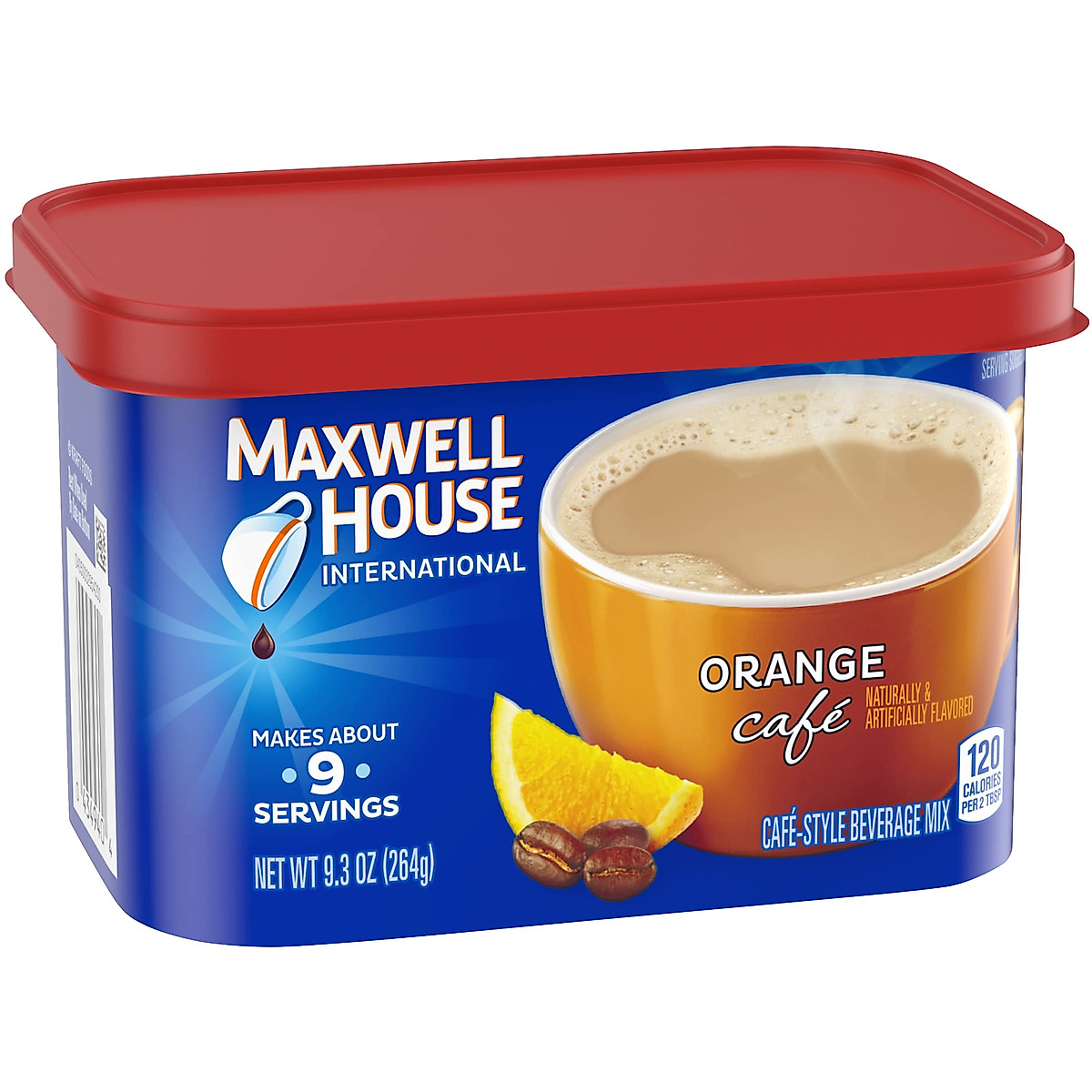 Maxwell House International Orange Cafe Instant Coffee (9.3 oz Canisters, Pack of 4)