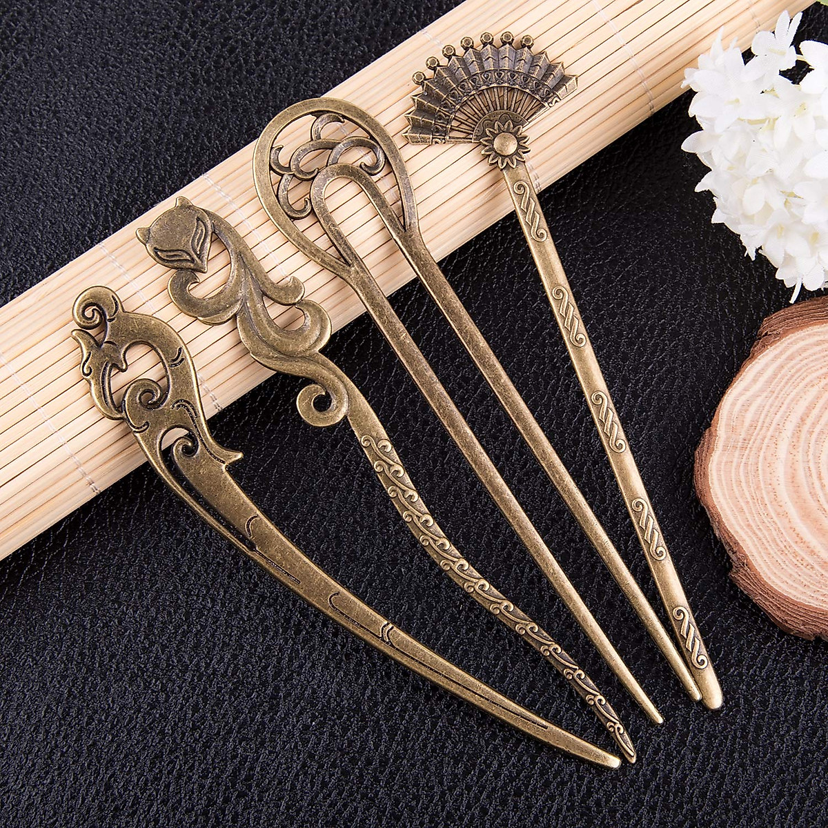 Duufin 22 Pieces Hair Sticks Vintage Chinese Hair Chopstick Retro Hair Fork for Women (Bronze)