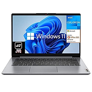 Lenovo Newest IdeaPad Laptop, 14.0" HD Display, Intel N4020, 4GB DDR4 RAM, Built-in 192G SSD(64G eMMC+128G PCIe SSD), 1-Year Office 365, Webcam, HDMI, WiFi 6, Bluetooth, Windows 11, Grey, JVQ MP