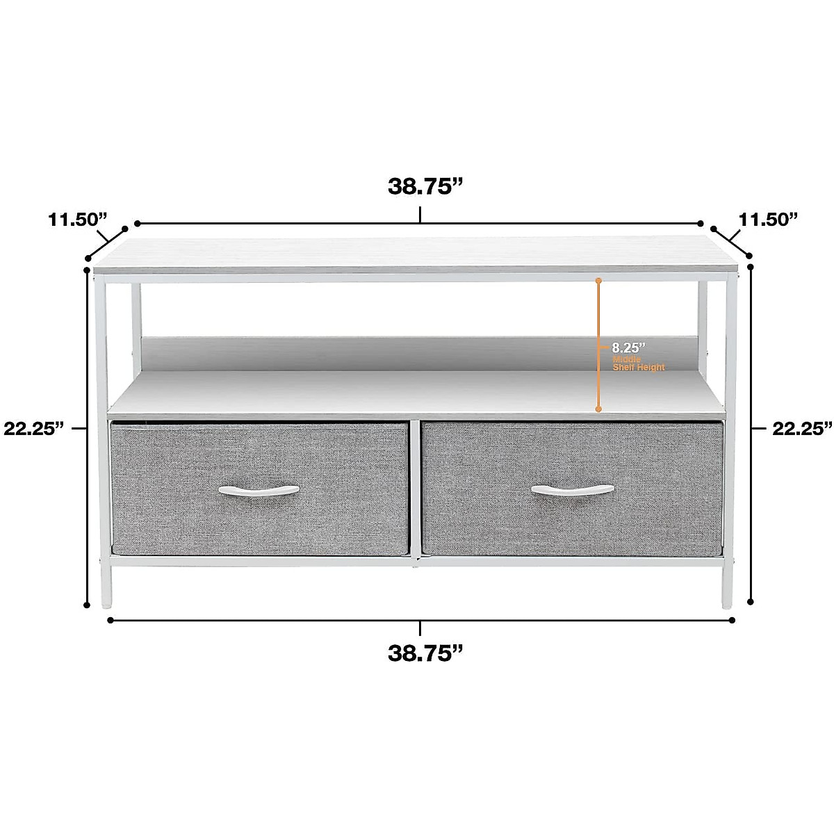 Sorbus TV Stand Dresser with 2 Faux Wood Drawers - Television Riser Chest with Storage - Bedroom, Living Room, Closet, & Dorm Furniture