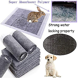 kathson Rabbit Pee Pads Disposable Cage Liners 50PCS All-Absorb Black Carbon Odor-Control Bunny Training Accessories with Quick-Dry Surface for Puppy Guinea Pig Kitten Hedgehog Small Animals