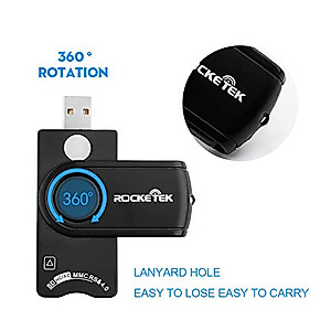 USB Smart Card Reader, Rocketek DOD Military USB Cac Memory Card Reader Compatible with Windows, Linux/Unix, MacOS X - Build In SDHC/SDXC/SD Card Reader and Micro SD Card Reader