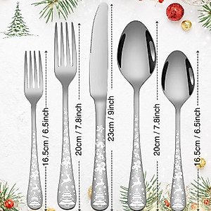 Vilihkc 20 Piece Stainless Steel Christmas Style Silverware Set Flatware Set Kitchen Utensil Set Service for 4 Tableware Cutlery Set for Home and Restaurant Dishwasher Safe