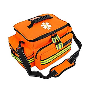 Lightning X Medium First Responder EMT Bag | LXMB25 | w/Reflective, Shoulder Strap & Zippered Compartments for First Aid + Trauma Supplies - Orange