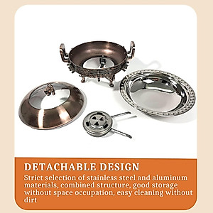 Commercial Round Chafing Dish,4 Pack Stainless Steel Chafers and Buffet Warmers Sets with Pans and Fuel Holders, for Wedding, Parties, Banquet, Catering Events,Red coppery,(1.8L)