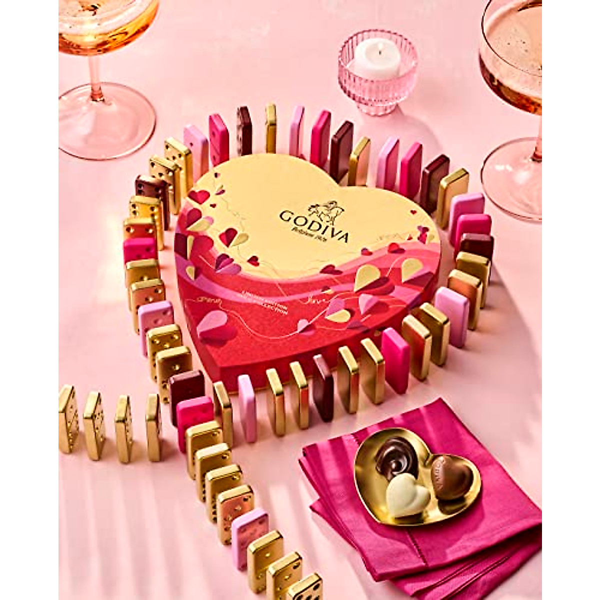 Godiva Chocolatier Chocolate Heart Valentine’s Gift Box - 14 Piece Assorted Milk, White and Dark Chocolate with Gourmet Fillings – Romantic Gift for Chocolate Lovers