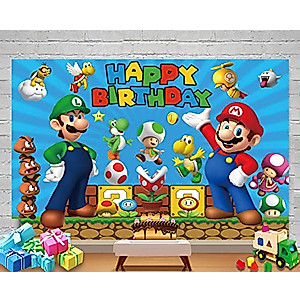 REAGTUGHT Adventure Video Game Photo Backgrounds for Children Boys 5x3ft Happy Birthday Theme Photography Backdrops Party Decor Supplies Kids Shoot Props Cake Table Decor