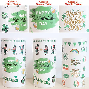CLOOOUDS 4 Sheets St. Patrick’s Day Temporary Tattoo Stickers,Tattoo Stickers For Kids, Adults, St Patrick Day, Party