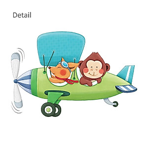 DECOWALL DS-8026 Animal Airplanes Kids Wall Stickers Wall Decals Peel and Stick Removable Wall Stickers for Kids Nursery Bedroom Living Room (Small) d?cor