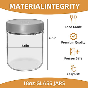 PFUM Convenient Canning Jars Set: 18 oz Glass Overnight Oats Containers 2Pack- Airtight Lids, Mason Jars for Oatmeal, Seed Pudding, Snacks Glass Food Storage Containers (2 white)