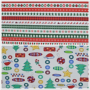 iNee Christmas Fat Quarters Fabric Bundles, 100% Cotton Quilting Sewing Fabric, 18 x22 inches