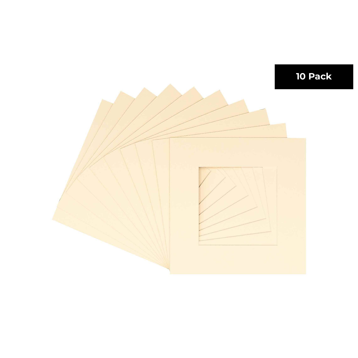 CountryArtHouse Cream Acid Free 24x24 Square Picture Frame Mat with White Core Bevel Cut for 8x8 Pictures - Fits 24x24 Frame - Pack of 10 Matboards