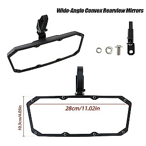 PACEWALKER UTV Rear View Mirror 1.5"-2"Adjustable Roll Bar Center Rearview Mirror with Adjustable Clamp Clear View 360 Degree Mirror for Polaris RZR Honda Pioneer Can Am X3 Kawasaki Mule