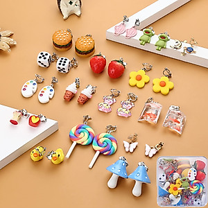 Kakonia 16 Pairs Cute Clip on Earrings Weird Earrings for Women Funny Mushroom Frog Duck Strawberry Butterfly Lollipop Kawaii Clip Dangle Earrings Non Pierced Earring Jewelry Set With Clear Box