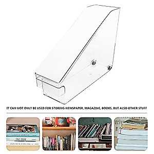 NUOBESTY Clothes Storage Organizer Open Storage Bin Plastic A4 Book Storage Box Trapezoid Sorting Basket Sundries Container with Handle for Book Magazine Key Jewelry Desktop Shelf