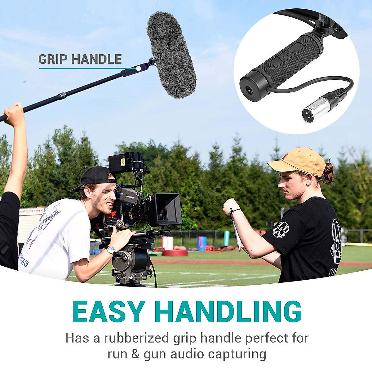 Movo BWS1000 Blimp Wind & Vibration Protection System for Shotgun Microphones - Features 12-point Internal Shockmount, Integrated XLR Cable, Furry Deadcat Windscreen & Grip Handle with Boom Attachment