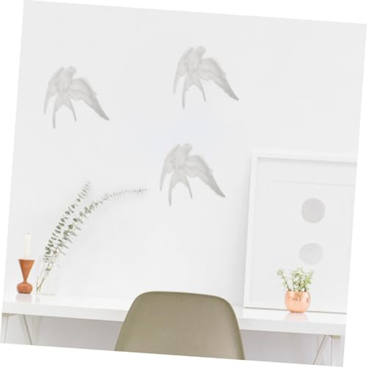 Metal White Sparrow Wall Decor: Large Flying Bird Wall Art Swallow Wall Mount Hanging Figurine 3D Aninal Sculptures for Garden Home Bedroom Living Room