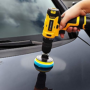 Kshineni Car Foam Drill 3-Inch Buffing Pad, 11 Pcs Polishing Pads Kit, Car Buffer Polisher Kit Drill Buffing Kit for Car Polishing, Waxing, Sealing Glaze