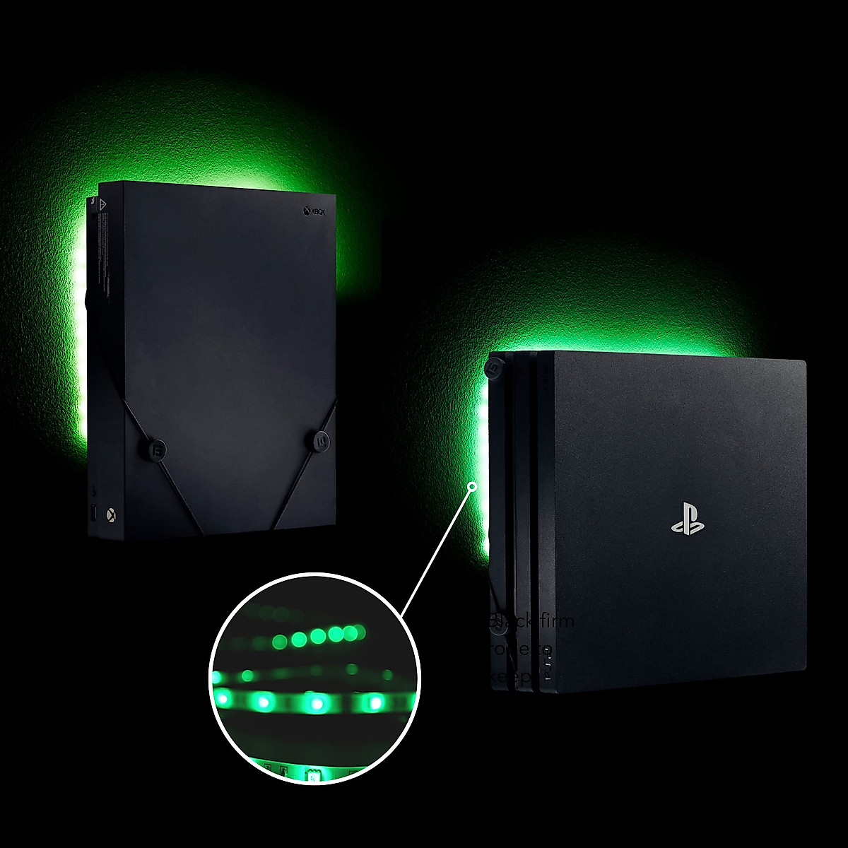USB LED Light Strip by FLOATING GRIP - Mood Lighting Accent & Gamer Decor for Game Rooms - Fits on PlayStation or XBOX - Adhesive Strips, Easy Installation & Removal (0.5 Meter, Green)