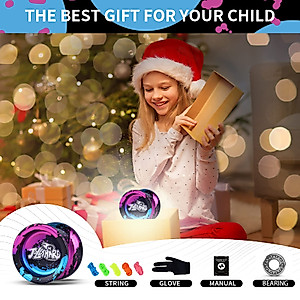 JOLESHARE Professional Unresponsive Yoyo for Pros and Responsive Yoyos for Kids Beginners, Package Includes Replaceable Responsive Bearings, yo-yo Gloves, and 5 yo-yo Cords(Red Black Blue)