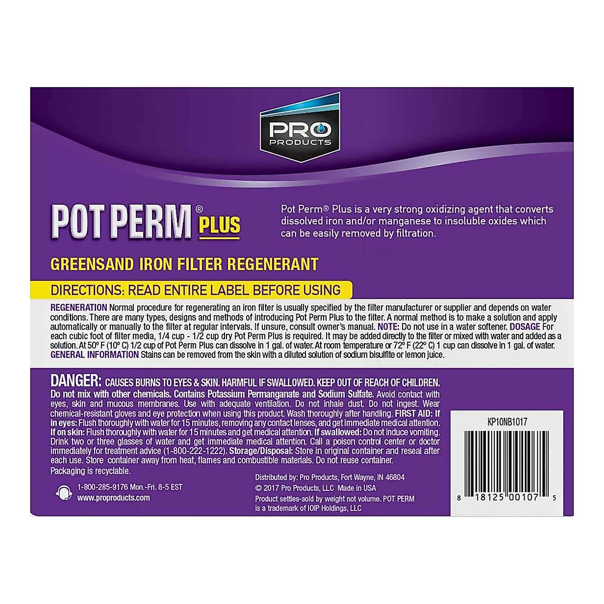 Pot Perm Plus Greensand Iron Filter Regenerant 28oz bottle For Pro Products KP02N