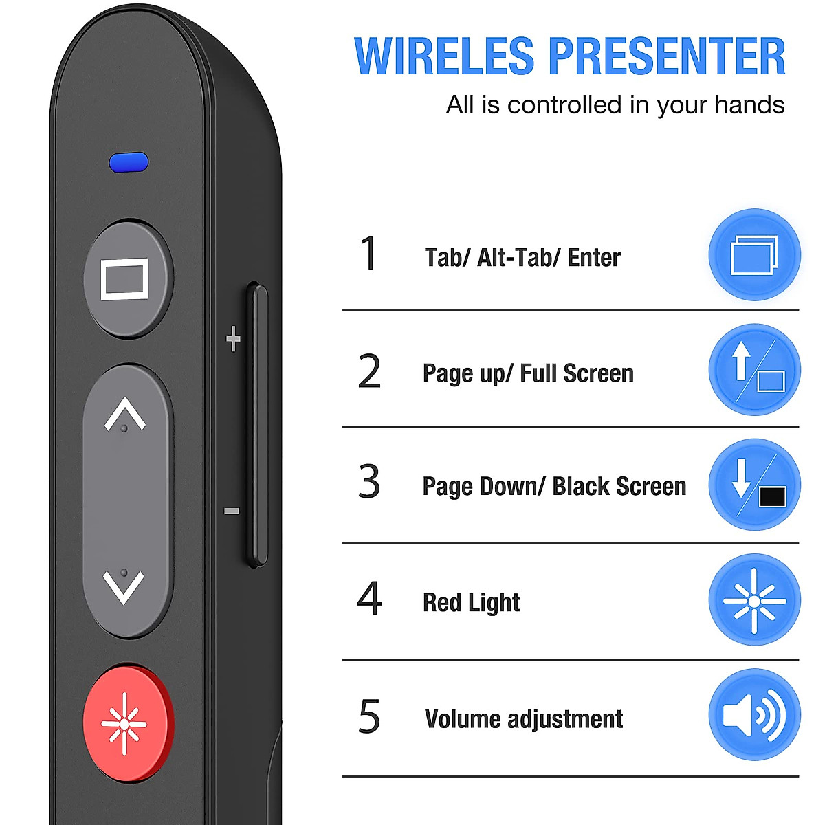 Laser Pointer for Cats Dogs, 2.4GHz Wireless Presentation Clicker for PowerPoint Presentations, PowerPoint Presentation Remote Clicker & Red Light Pet Cat Laser Toys