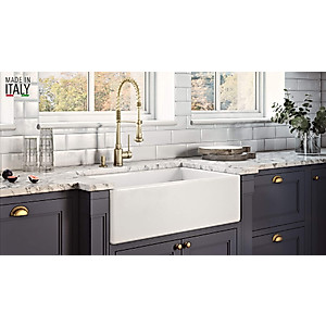 Ruvati 30 x 20 inch Fireclay Reversible Farmhouse Apron-Front Kitchen Sink Single Bowl - White - RVL2100WH