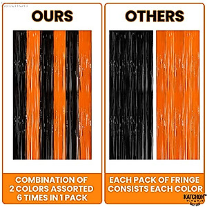 KatchOn, XtraLarge, Black and Orange Foil Fringe - 8x6.4 Feet, Pack of 2 | Graduation Decorations Class of 2023 Orange and Black | Orange and Black Graduation Decorations | March Madness Decorations